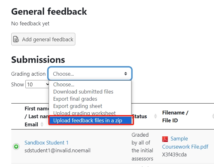 Double-marking Assignment - How to bulk upload the feedback files - Knowledge Base
